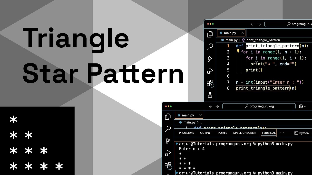 Triangle Star Pattern Printing - Python