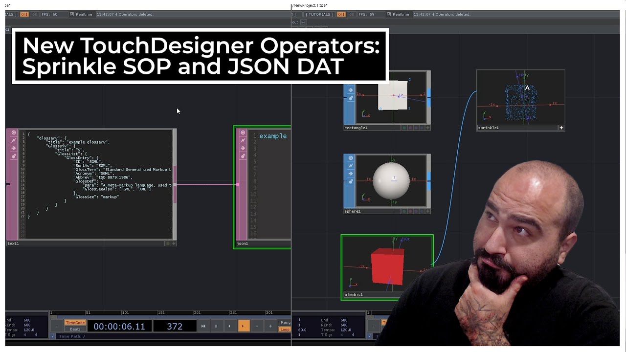 New TouchDesigner Operators Tutorial: Sprinkle SOP & JSON DAT - TouchDesigner Tutorial 030