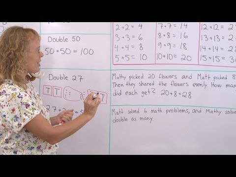 Doubling - find doubles of numbers - easy math lesson for 2nd grade