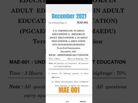December 2021 MAE 001 IGNOU MA of Education Adult education #previousyearquestions #ignou#exam#short