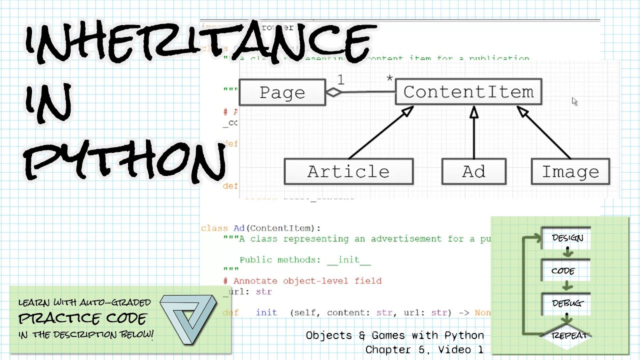 Inheritance in Python; Practice links below! Objects & Games w/ Python Chapter 5 Video 1