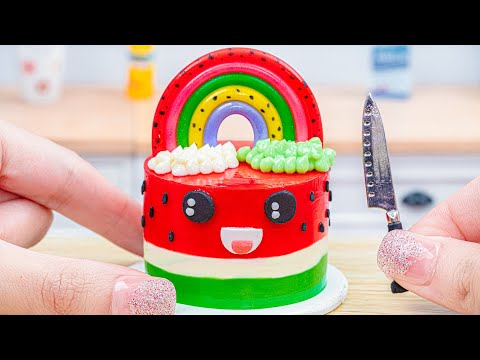 Cocomelon Cake 🍉 Miniature Watermelon Rainbow Cake Decorating | Tiny Fruit Dessert By Yummy Bakery