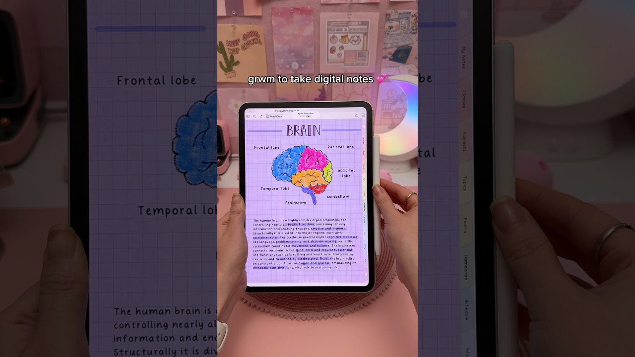 grwm to take digital notes 💜✏️ iPad note taking ASMR | study with me | iPad accessories
