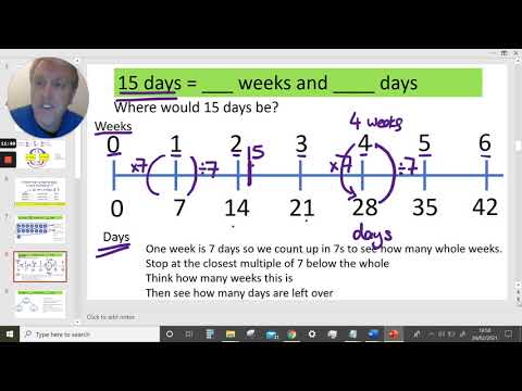using division to convert days to weeks months to years hours to days