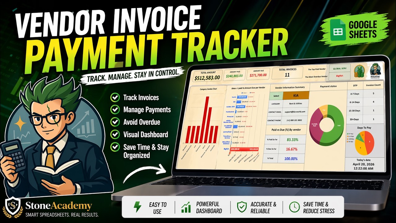 Simple Vendor Invoice Payment Tracker Google Sheets Spreadsheet