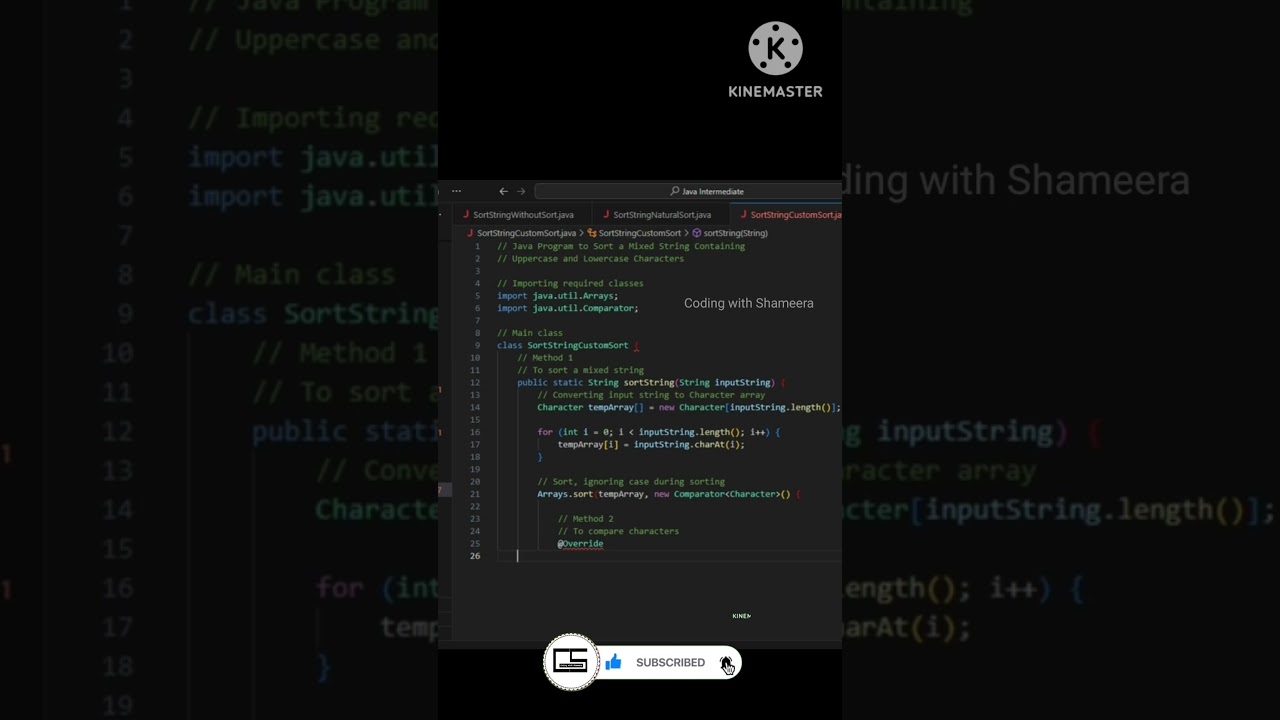 Sort String| Sort() -Custom Sorting method|@CodingwithShameera1 #java #programming