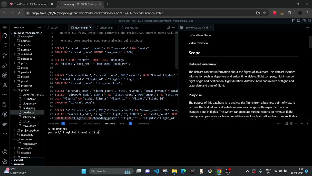 Airline data analysis using sql and python | CS50SQL