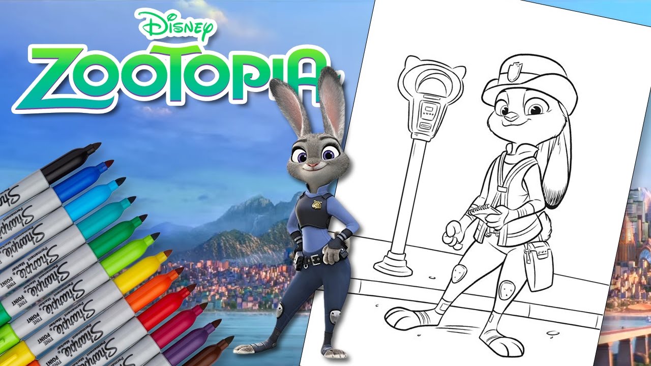 Judy Hops from Zootopia Coloring Pages | Fun Speed Drawing for Kids!