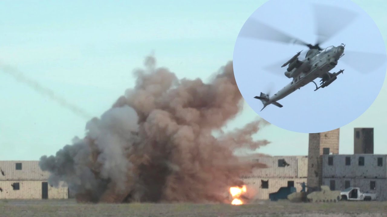 Attack Helicopters Strike Targets During Simulated Urban Close Air Support