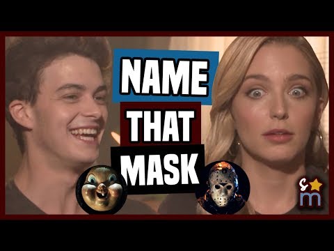 HAPPY DEATH DAY Cast Plays Name That Horror Movie Mask - Israel Broussard, Jessica Rothe | Interview