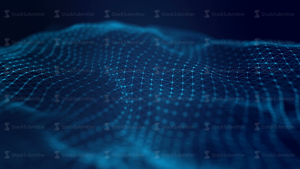Abstract technology background. Digital wave of particles. Seamless loop 4k.