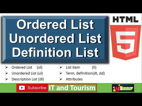 Ordered Unordered and Definition List in HTML | What is ol ul dl li dt dd html5 | IT Adobe