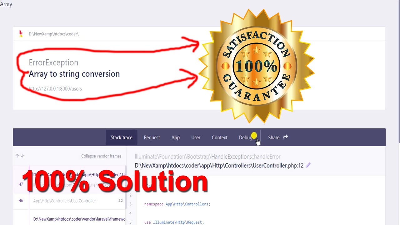 Array to string conversion In Laravel 8 Error Solution