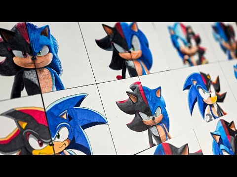 Drawing SONIC vs SHADOW in Different Styles Compilation
