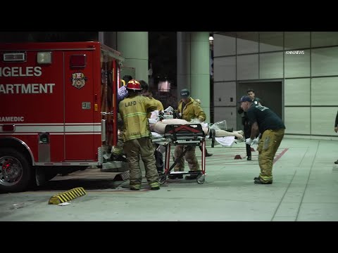 LAPD Officer Down on 405 Freeway in West Los Angeles Arrives at Hospital in Westwood