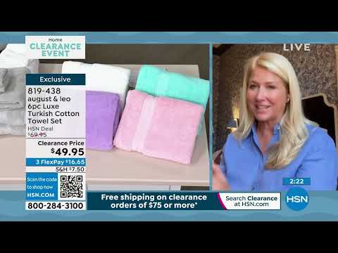 august leo 6pc Luxe Turkish Cotton Towel Set with Core...