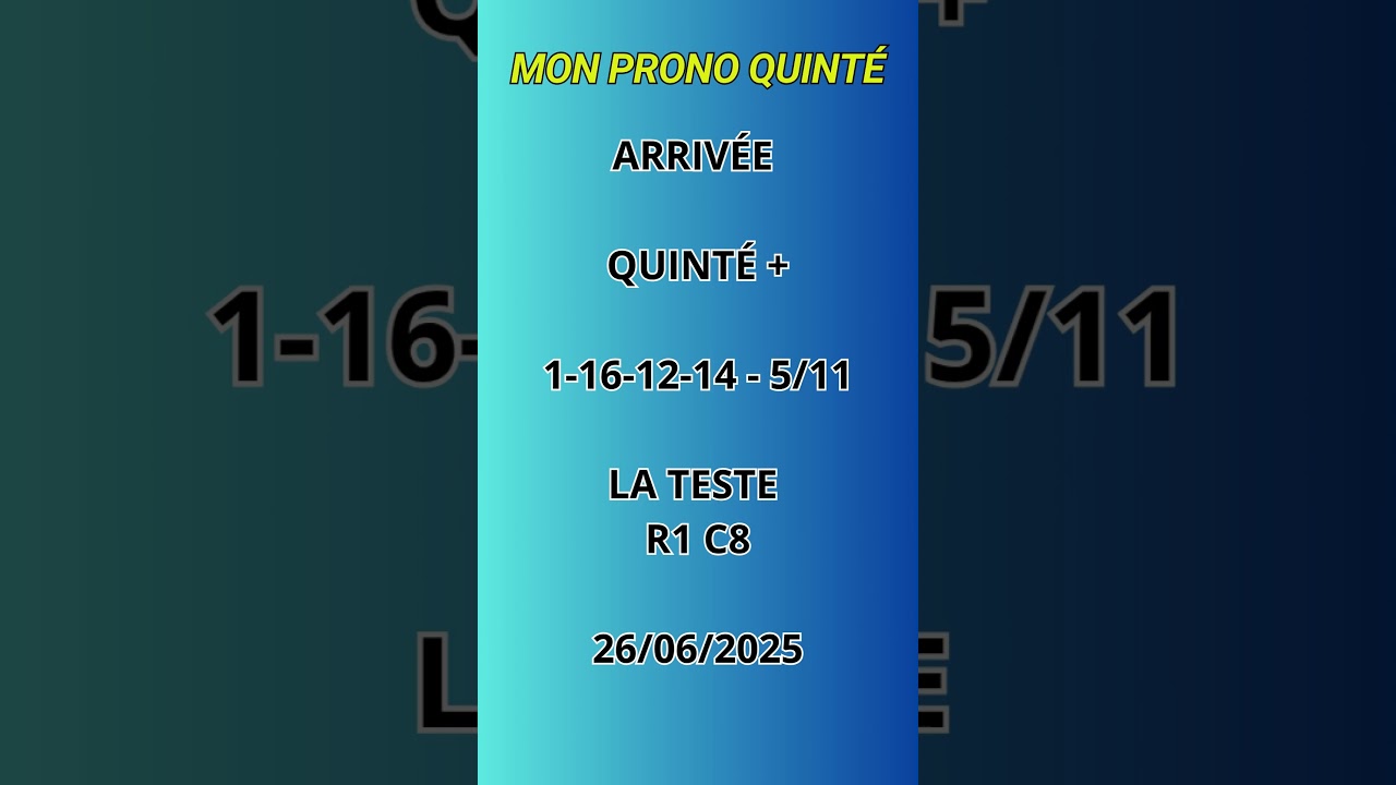 Résultat PMU Quinté + du jeudi 26 juin 2025