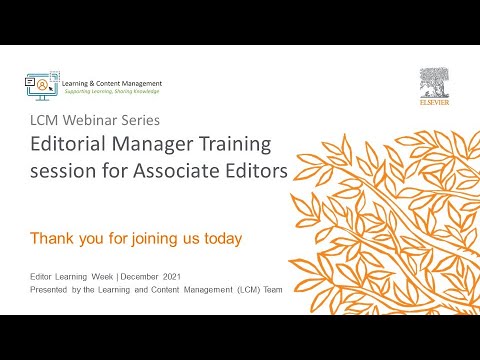 Editorial Manager Training for Associate Editors Webinar