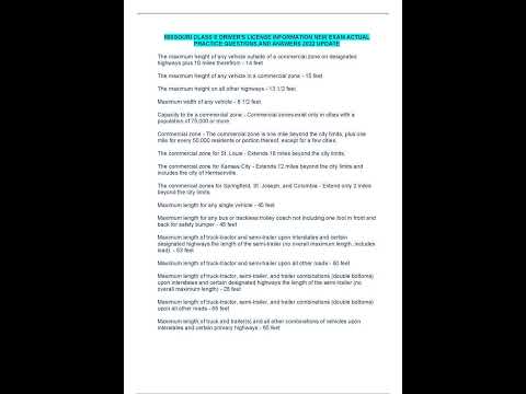 MISSOURI CLASS E DRIVER'S LICENSE INFORMATION NEW EXAM ACTUAL PRACTICE QUESTIONS AND ANSWERS 2022 UP