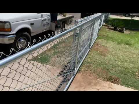 96ft 4ft tall chain link regular(11 gauge) with 1 rolling gate 20ft long.
