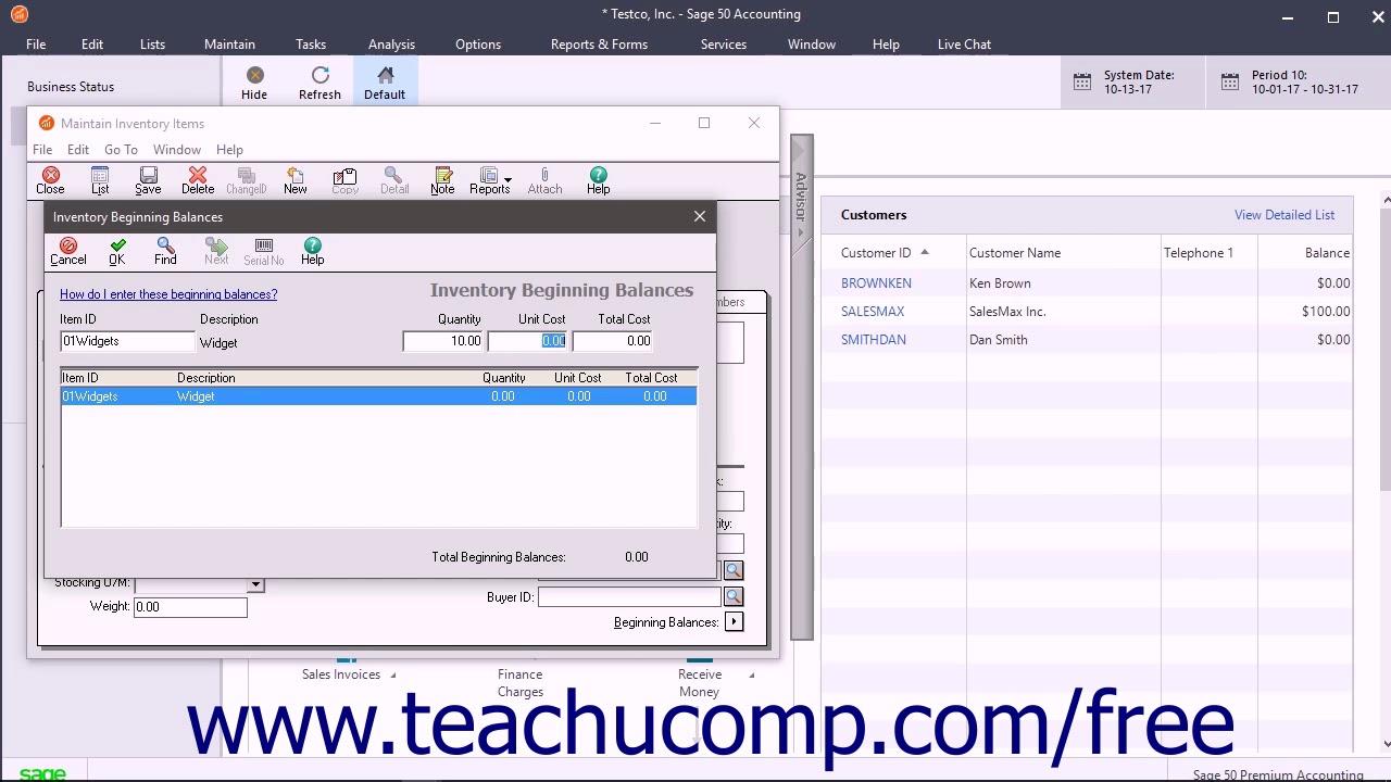 Sage 50 2018 Tutorial Entering Inventory Beginning Balances Sage Training