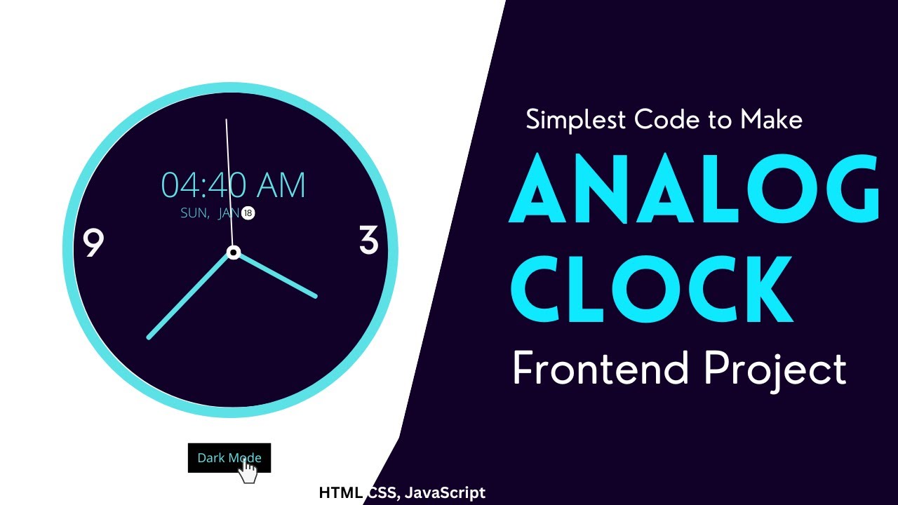 How to Create Analog Clock Using Only JavaScript | Mini JavaScript Project