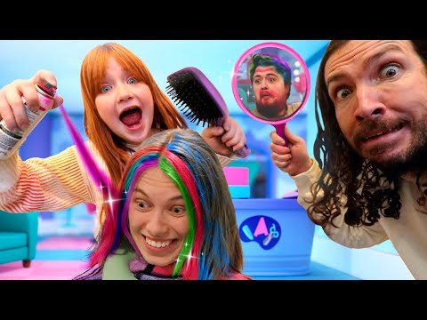 ADLEY starts a SPACESTATiON SALON!! Free Hair Style and Fashion Makeover for crew! Adley's the Boss