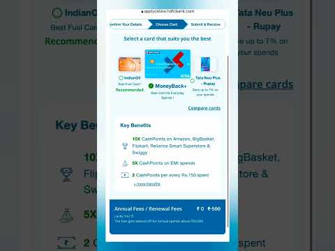 HDFC Tata Neu | HDFC MoneyBack | HDFC Indian Oil Credit Card Apply Process #shots Easy Approval 2023