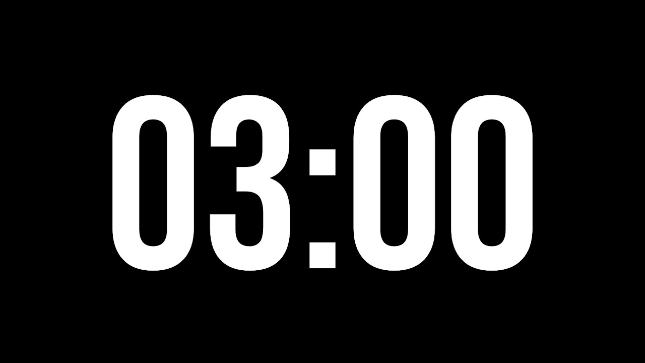 3 Minute Timer  | Black Screen Timer Without Tick Sounds | 180 Seconds Timer