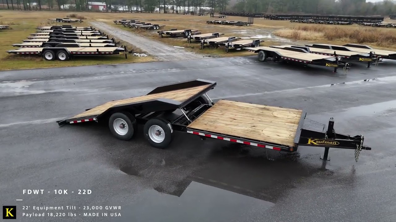 23,000 GVWR – 22' Wood Floor Tilt Equipment Trailer -Kaufman