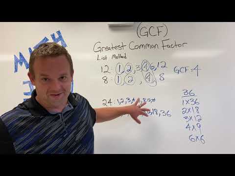Greatest Common Factor GCF List Method