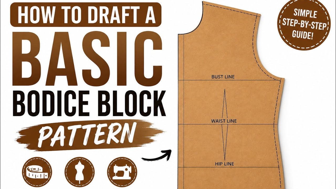 How To Draft A Basic Bodice Block Pattern ✂️ EASY Beginner Step-by-Step Tutorial