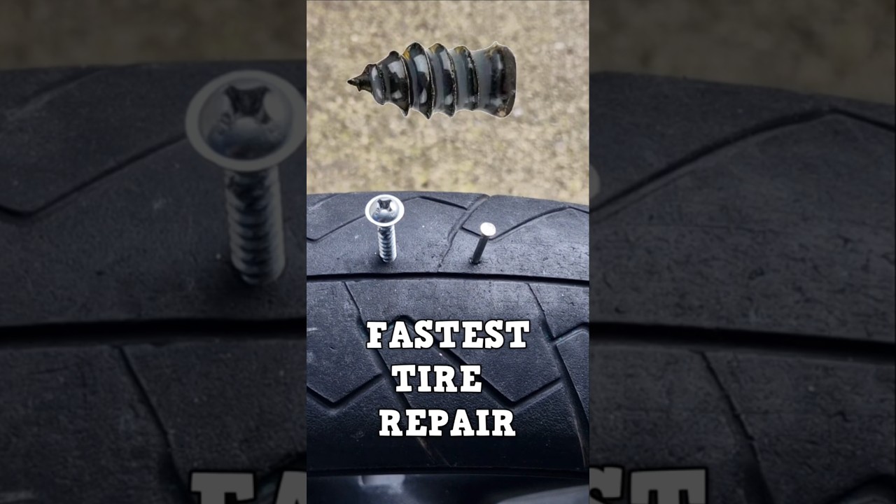 Fastest and Cheapest Tire Repair #tirescrew #tirerepair #tireplug #howitworks #repairscrew