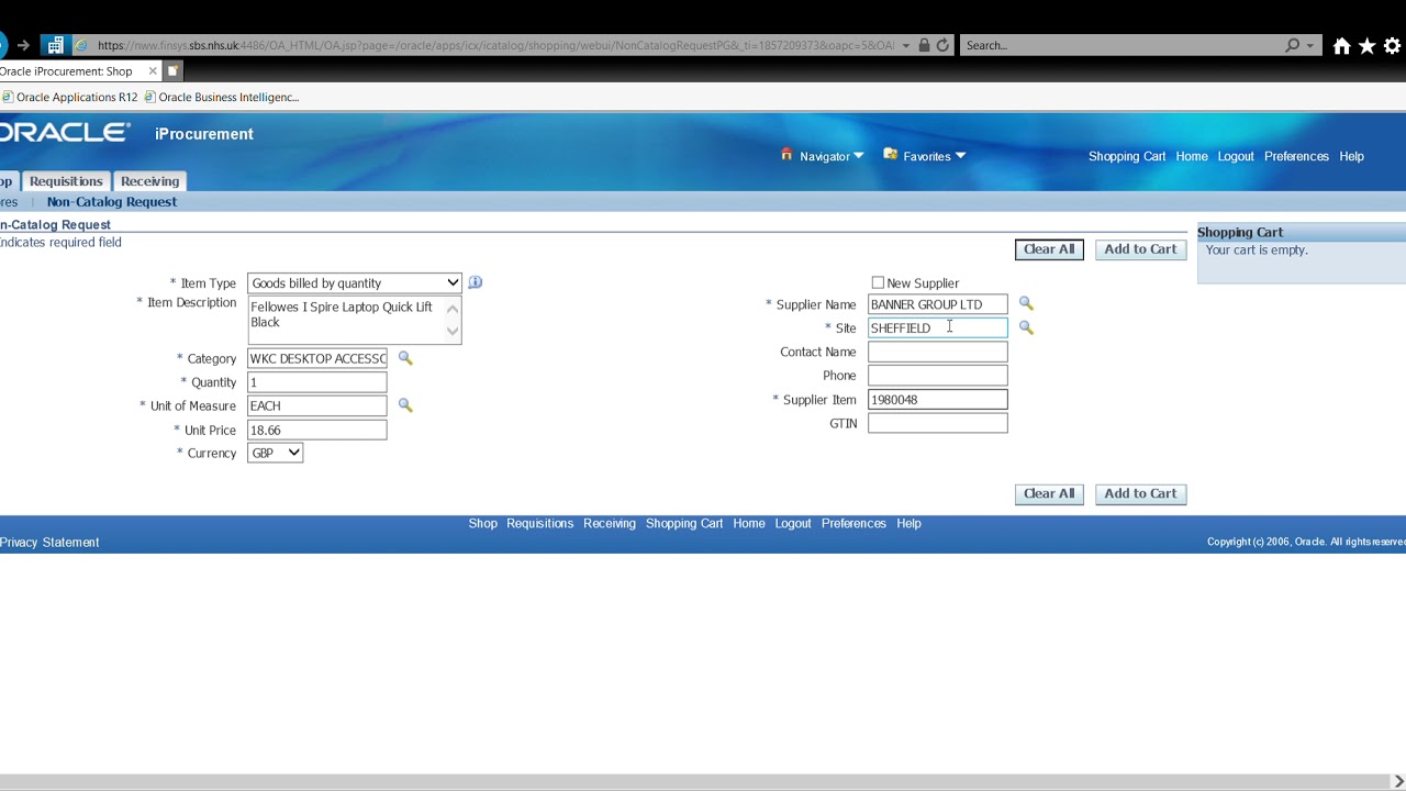 How to make a non Catalogue Requisition in SBS