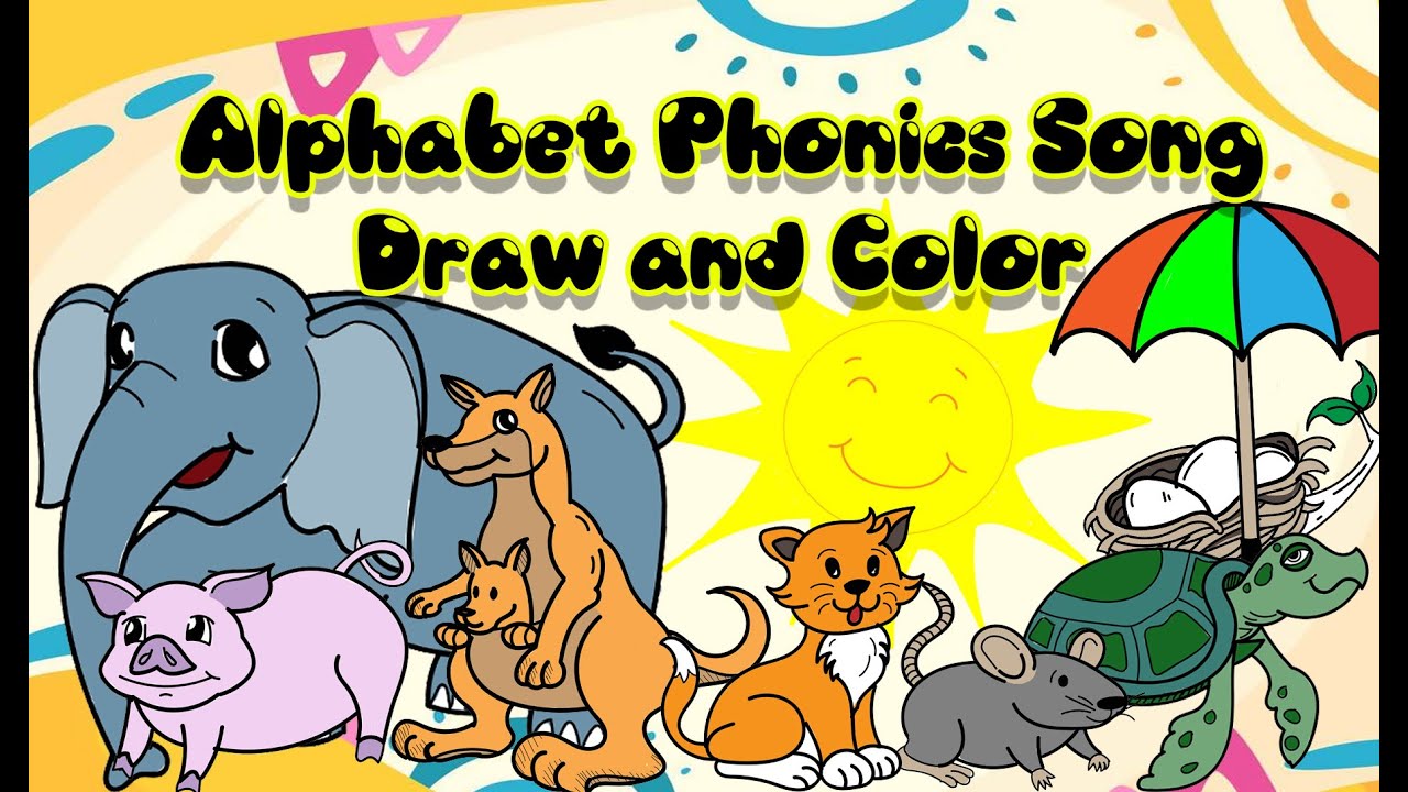 Alphabet Phonics Song  | A to Z | Draw and Color Time lapse
