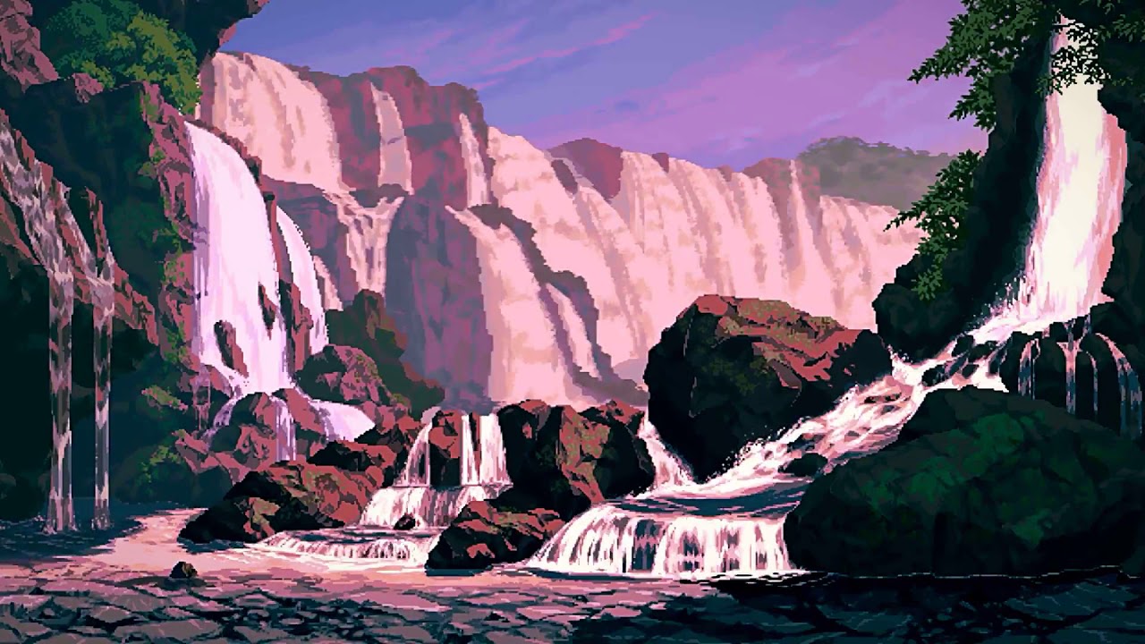 Pixel Art Waterfall (Relaxing)