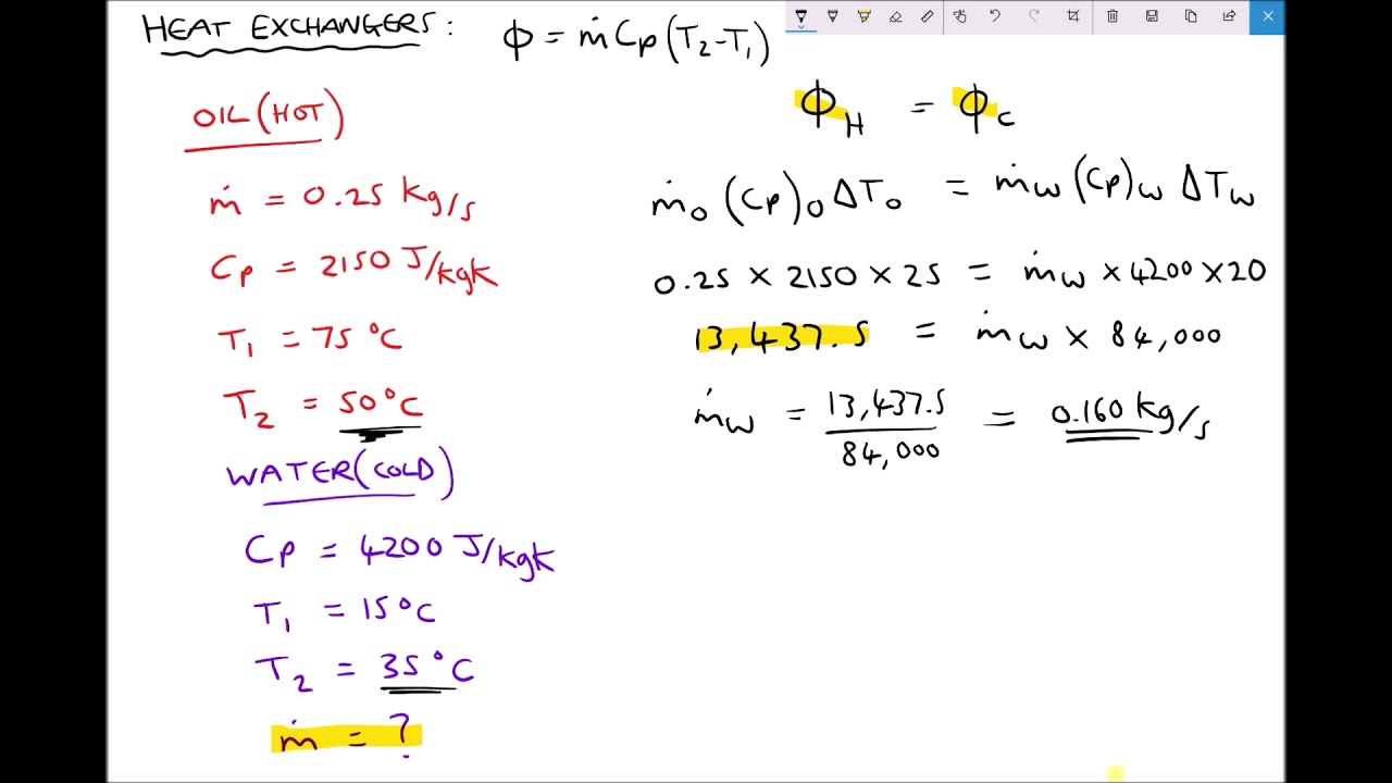 Calculating Rate of Heat Transfer Between Two Working Fluids of a Heat Exchanger