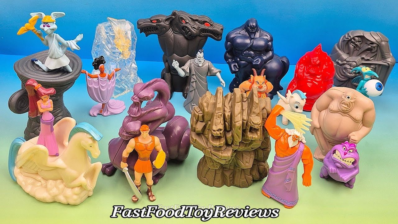 1997 DISNEY'S HERCULES set of 10 McDONALD'S HAPPY MEAL MOVIE COLLECTIBLES VIDEO REVIEW
