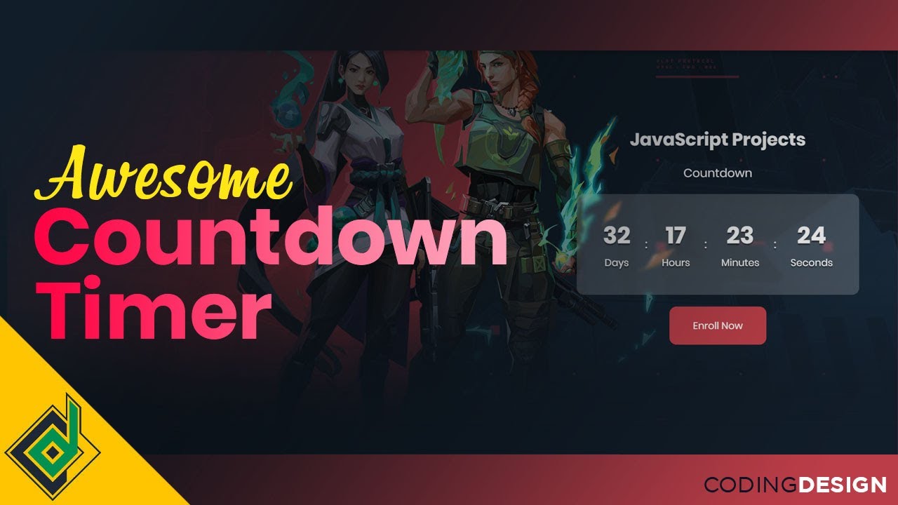 Countdown Timer Featured Coming Soon Page With HTML, CSS & JavaScript