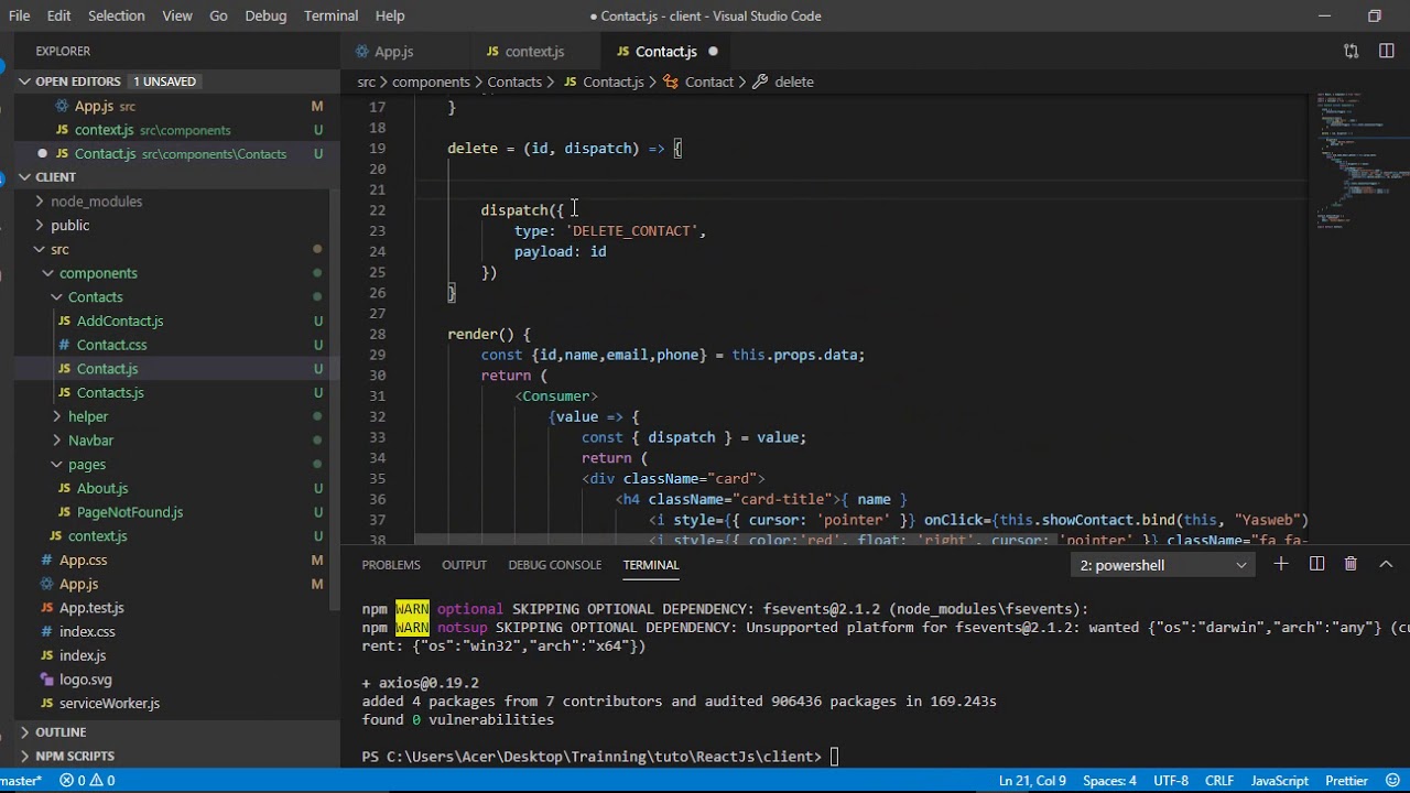 React ep20 AXIOS delete request