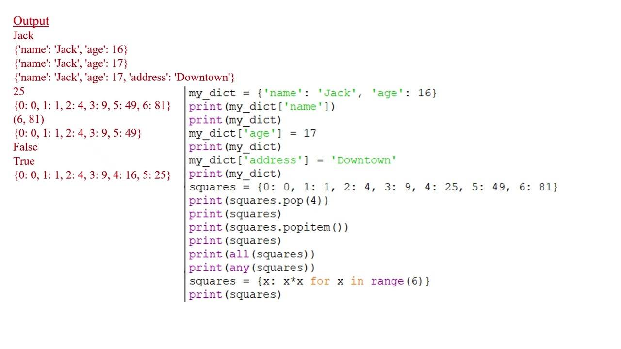 Code, execute and debug programs to perform Dictionary