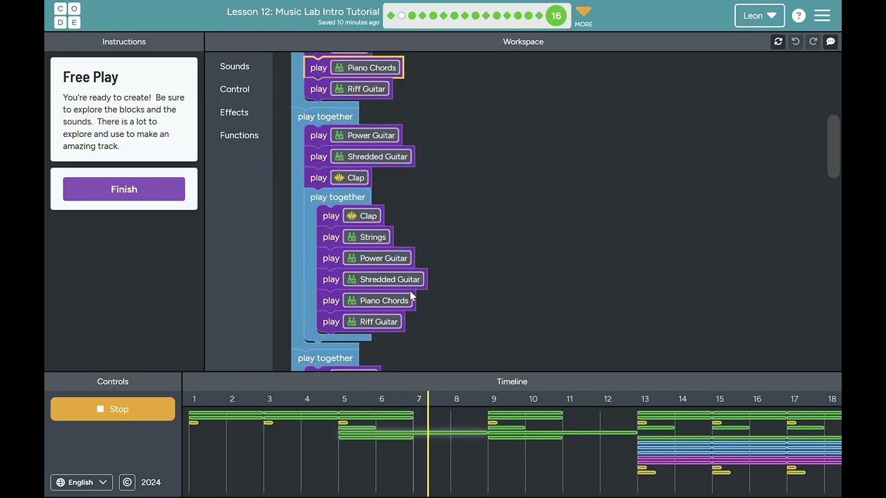 Music Lab Intro Tutorial #16   Course E 2025   Code org.
