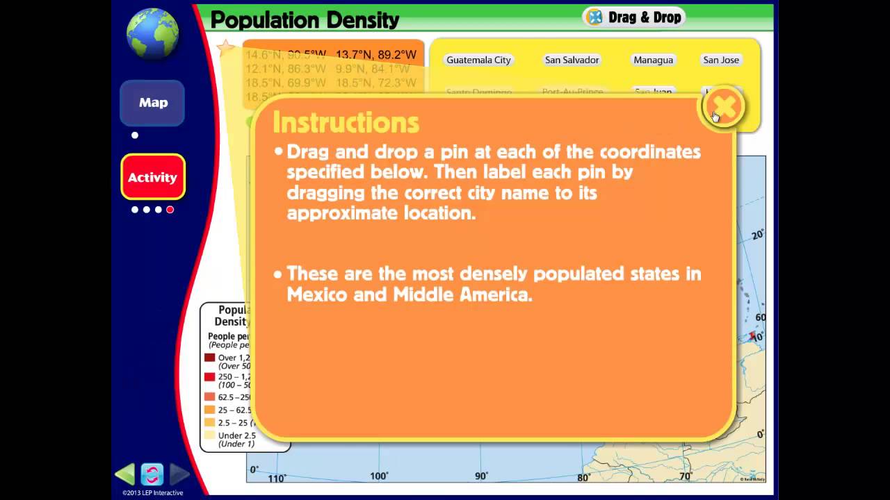 Map Skills: Population Density MINIs Interactive Whiteboard Software