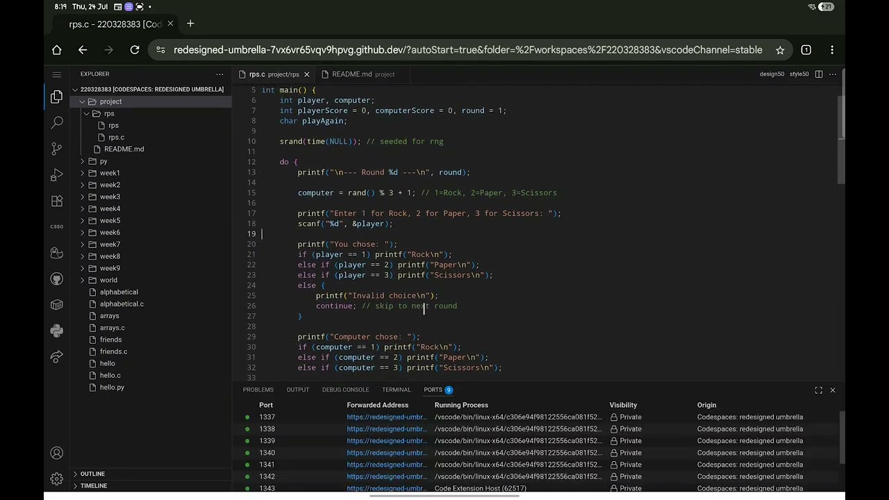 cs50 final project - command line game in c