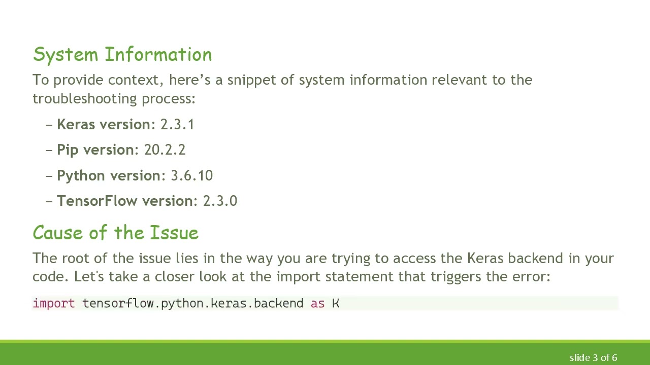 Fixing the AttributeError: module 'tensorflow' has no attribute 'python' in Keras TensorFlow