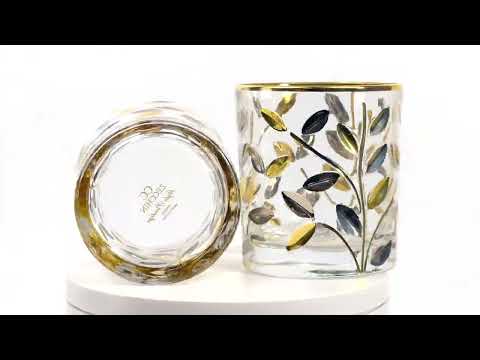 My Italian Decor - Italian Crystal Flowervine Tumblers, Gold/Plat, Made In Italy