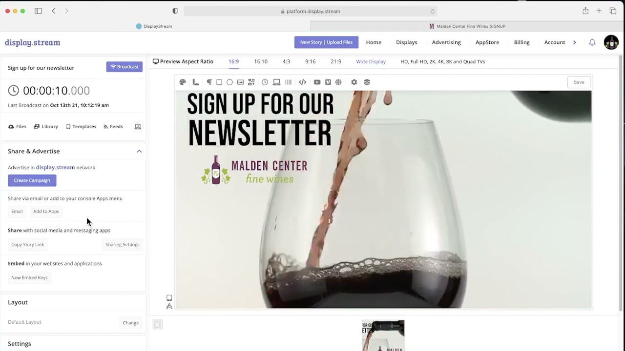 How to share your content anywhere. Free digital sign from Display.Stream.