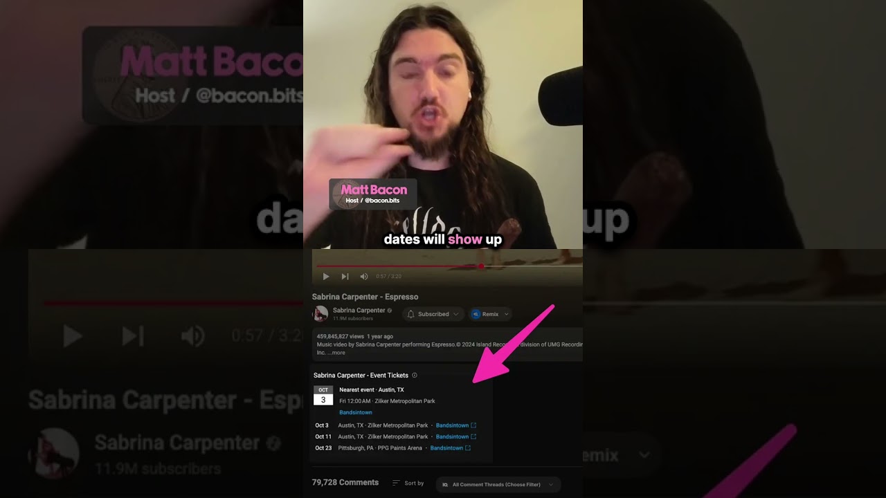 Bandsintown x YouTube new feature...