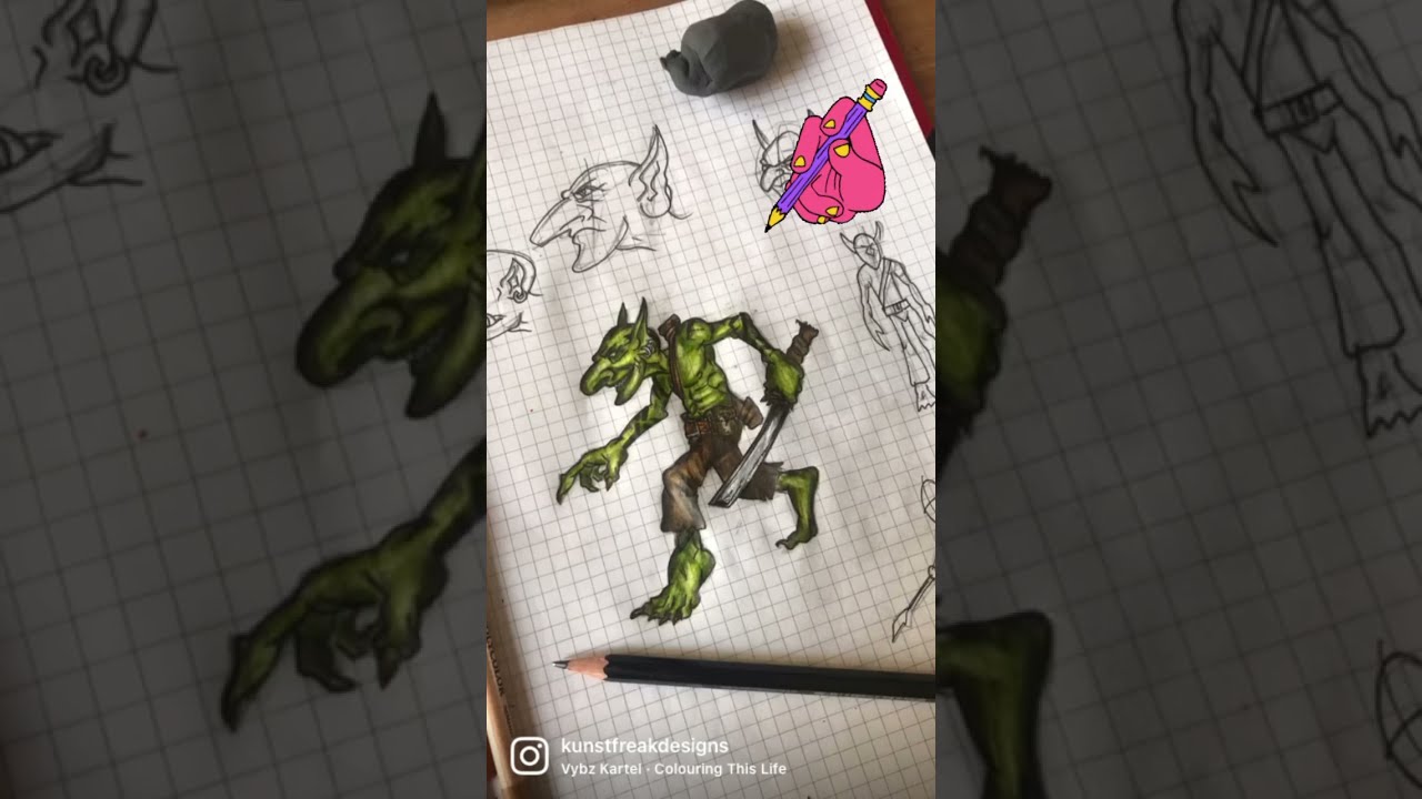 Coloring Fantasy Art - Kobold - color pencil