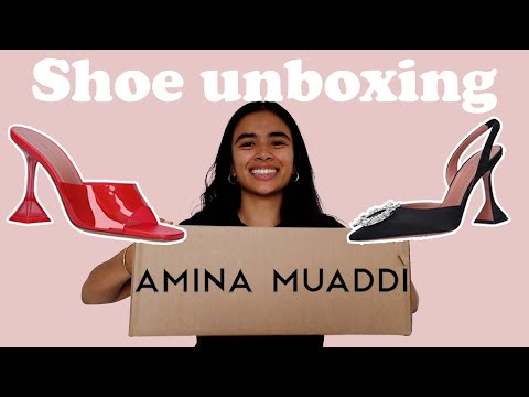 Amina Muaddi shoe unboxing + try on 2021 | Luxury designer high heel shoes | Amina Muaddi review
